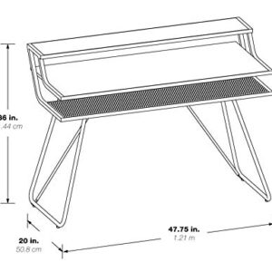 OSP Home Furnishings Glitch Battlestation Gaming Desk with Bluetooth RGB LED Lights, Red