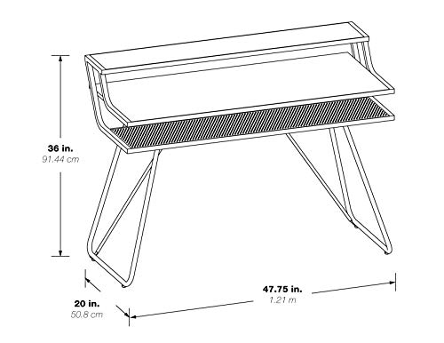 OSP Home Furnishings Glitch Battlestation Gaming Desk with Bluetooth RGB LED Lights, Red