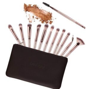 Daubigny Eye Makeup Brushes,12 PCS Professional Eye shadow, Concealer, Eyebrow, Foundation, Powder Liquid Cream Blending Brushes Set With Carrying Bag(Champagne Gold)