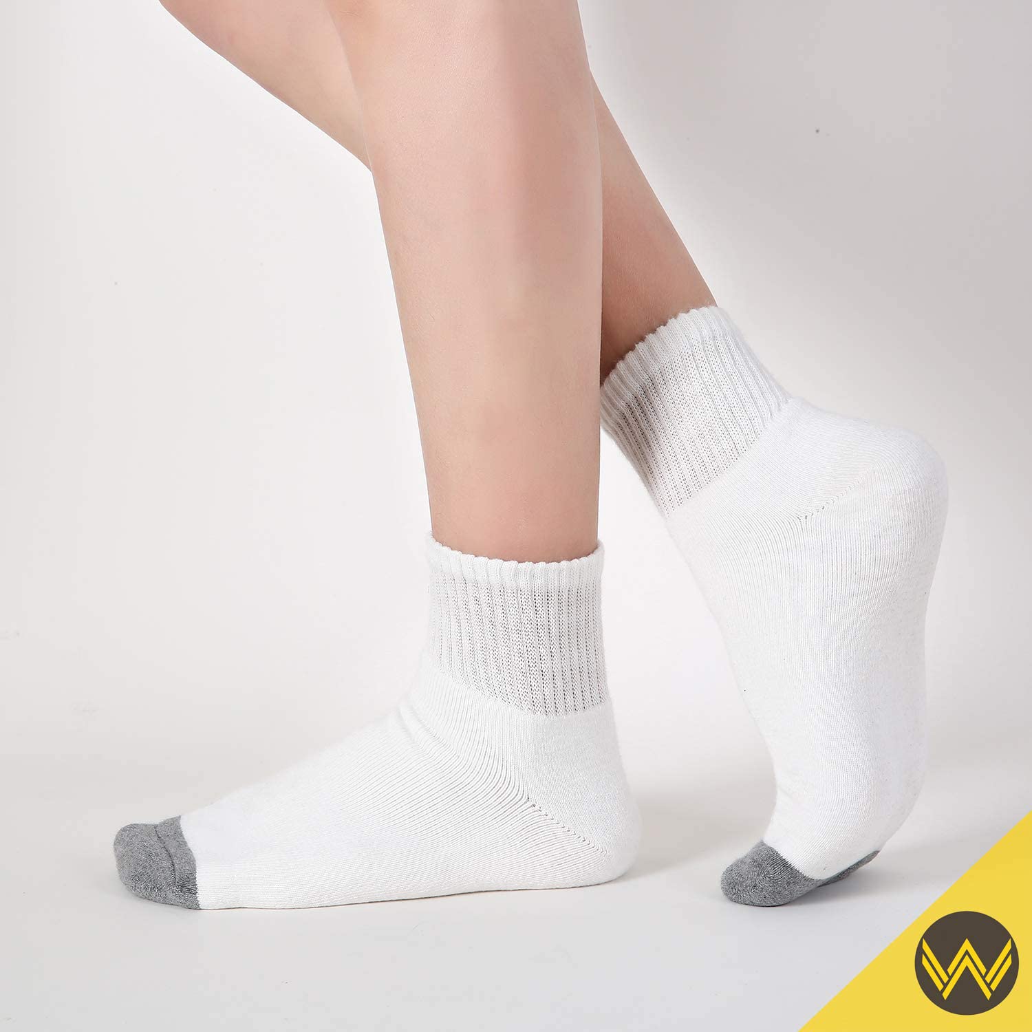 WANDER Men's Athletic Ankle Socks 3-8 Pairs Thick Cushion Running Socks for Men&Women Cotton Socks 7-9/9-12/12-15 (8 Pair A-white, Shoe Size: 12-15)