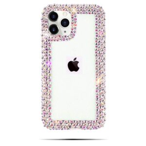 bonitec jesiya for iphone 11 pro max case 3d glitter sparkle bling case luxury shiny crystal rhinestone diamond bumper clear protective case cover clear for women