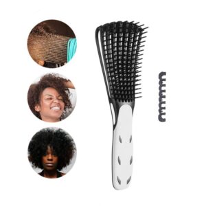 Detangling Brush for Natural Hair-Detangler for Afro Textured 3a to 4c Kinky Wavy, Detangle Easily with Wet,Coily Hair,Dry,Curly,Conditioner, Improve Hair Texture-Easy Clean (Black)