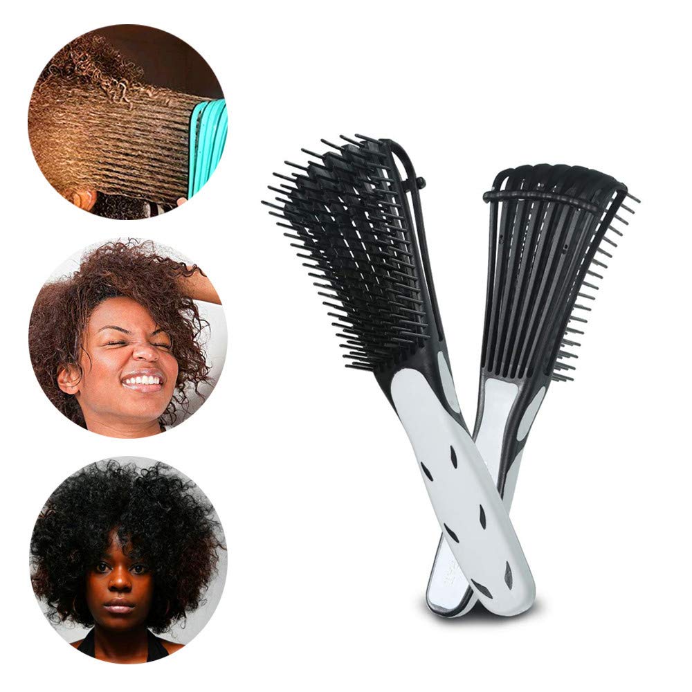 Detangling Brush for Natural Hair-Detangler for Afro Textured 3a to 4c Kinky Wavy, Detangle Easily with Wet,Coily Hair,Dry,Curly,Conditioner, Improve Hair Texture-Easy Clean (Black)