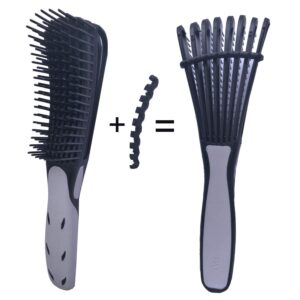 Detangling Brush for Natural Hair-Detangler for Afro Textured 3a to 4c Kinky Wavy, Detangle Easily with Wet,Coily Hair,Dry,Curly,Conditioner, Improve Hair Texture-Easy Clean (Black)