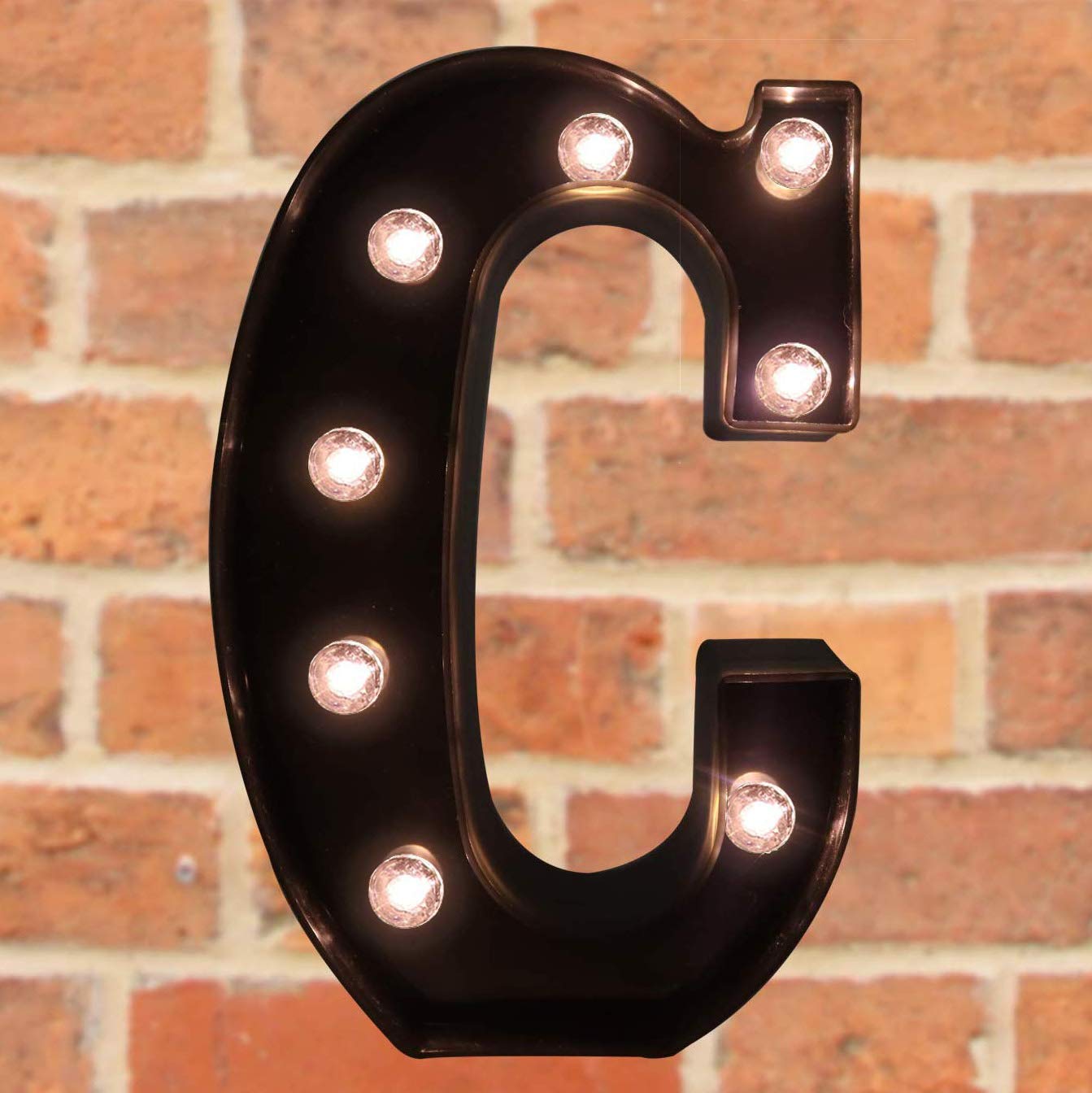 Pooqla Decorative LEDs Illuminated Letter Marquee Sign - Alphabet Marquee Letters with Lights for Wedding Birthday Party Christmas Night Lights Lamp Home Bar Decoration C, Black