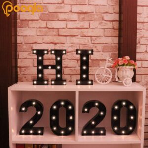 Pooqla Decorative LEDs Illuminated Letter Marquee Sign - Alphabet Marquee Letters with Lights for Wedding Birthday Party Christmas Night Lights Lamp Home Bar Decoration C, Black