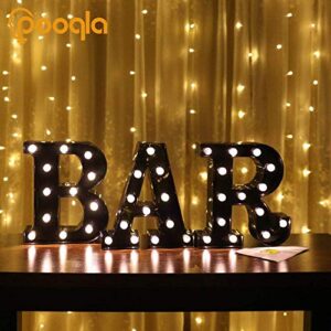 Pooqla Decorative LEDs Illuminated Letter Marquee Sign - Alphabet Marquee Letters with Lights for Wedding Birthday Party Christmas Night Lights Lamp Home Bar Decoration C, Black