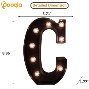 Pooqla Decorative LEDs Illuminated Letter Marquee Sign - Alphabet Marquee Letters with Lights for Wedding Birthday Party Christmas Night Lights Lamp Home Bar Decoration C, Black