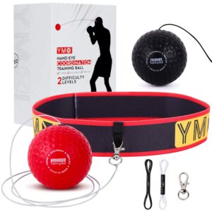 ymx boxing training reflex ball - adjustable elastic head band, light weight soft foam balls - improve hand to eye coordination, reaction speed, focus, accuracy - cardio sports exercise equipment