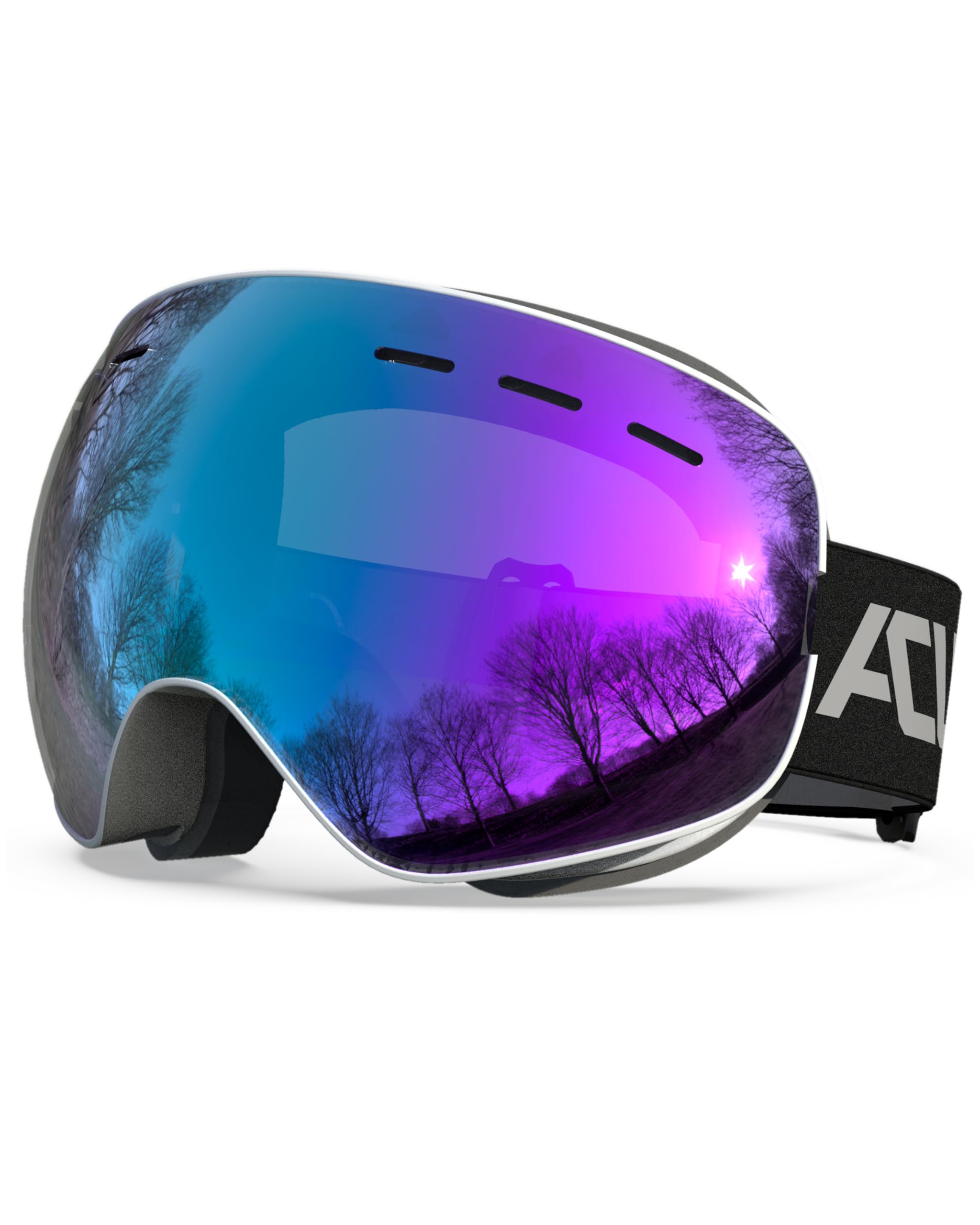 ACURE Ski Goggles, OTG - Over Glasses Snow Snowboard Goggles, Anti Fog, 100% UV400 Protection for Men Women Kids