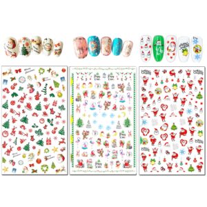 TailaiMei 15 Sheets Christmas Nail Stickers, 7 Sheets Nail Wrap Stickers and 8 Sheets Nail Decals Stickers, Full Wraps Strips and Self-Adhesive Set for DIY Nail Art (1000Pcs)