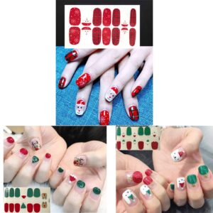 TailaiMei 15 Sheets Christmas Nail Stickers, 7 Sheets Nail Wrap Stickers and 8 Sheets Nail Decals Stickers, Full Wraps Strips and Self-Adhesive Set for DIY Nail Art (1000Pcs)