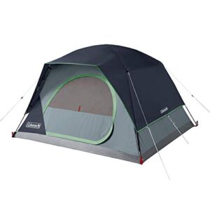 coleman skydome camping tent, 2/4/6/8 person family dome tent with 5 minute setup, strong frame can withstand 35mph winds, roomy interior with extra storage included