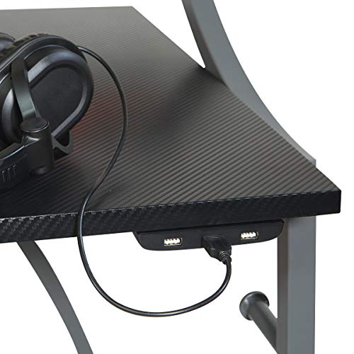 OSP Home Furnishings Alpha Battlestation Gaming Desk, Black