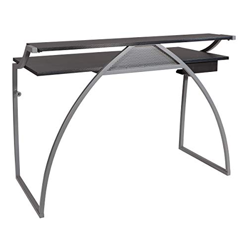 OSP Home Furnishings Alpha Battlestation Gaming Desk, Black