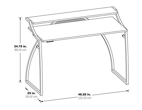 OSP Home Furnishings Alpha Battlestation Gaming Desk, Black