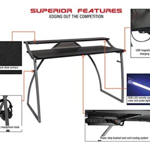 OSP Home Furnishings Alpha Battlestation Gaming Desk, Black