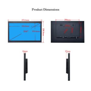 iChawk 15.6'' inch Monitor 1920x1080 16:9 IPS Fullview BNC HDMI-in VGA Built-in Speaker Remote Control LCD Screen For Industrial Equipment, PC Display USB Port Pluggable U-Disk Video Player W156MN-562