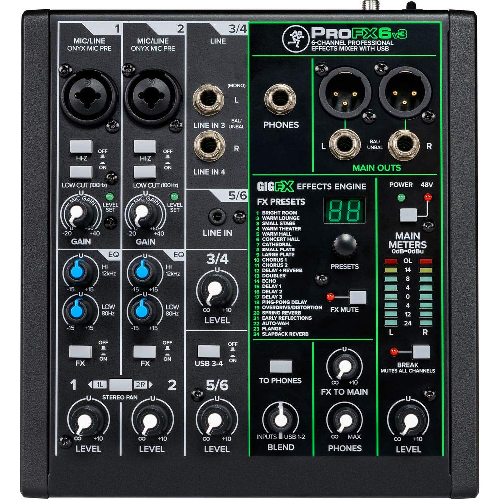 Mackie ProFX6v3 6-channel Mixer with USB and Effects