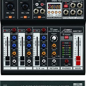 Audio2000'S AMX7361 Four-Channel Audio Mixer with USB 5V Power Supply, USB Interface, and Sound Effect