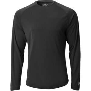 rawlings adult tech long sleeve shirt, black, small