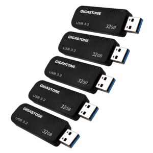 gigastone z30 32gb 5-pack usb 3.2 gen1 flash drive, capless retractable design pen drive, carbon fiber style thumb drive, reliable performance & durable, usb 2.0/usb 3.0/usb 3.1 interface compatible