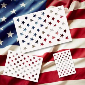 Koogel 3 Sizes 50 Star Stencil, Plastic Star Stencil Template for Flag DIY Drawing Painting Craft Projects, American Flag Projects