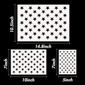 Koogel 3 Sizes 50 Star Stencil, Plastic Star Stencil Template for Flag DIY Drawing Painting Craft Projects, American Flag Projects