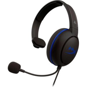 hyperx cloud chat headset – official playstation licensed for ps4, clear voice chat, 40mm driver, noise-cancellation microphone, pop filter, in-line audio controls, lightweight, reversible