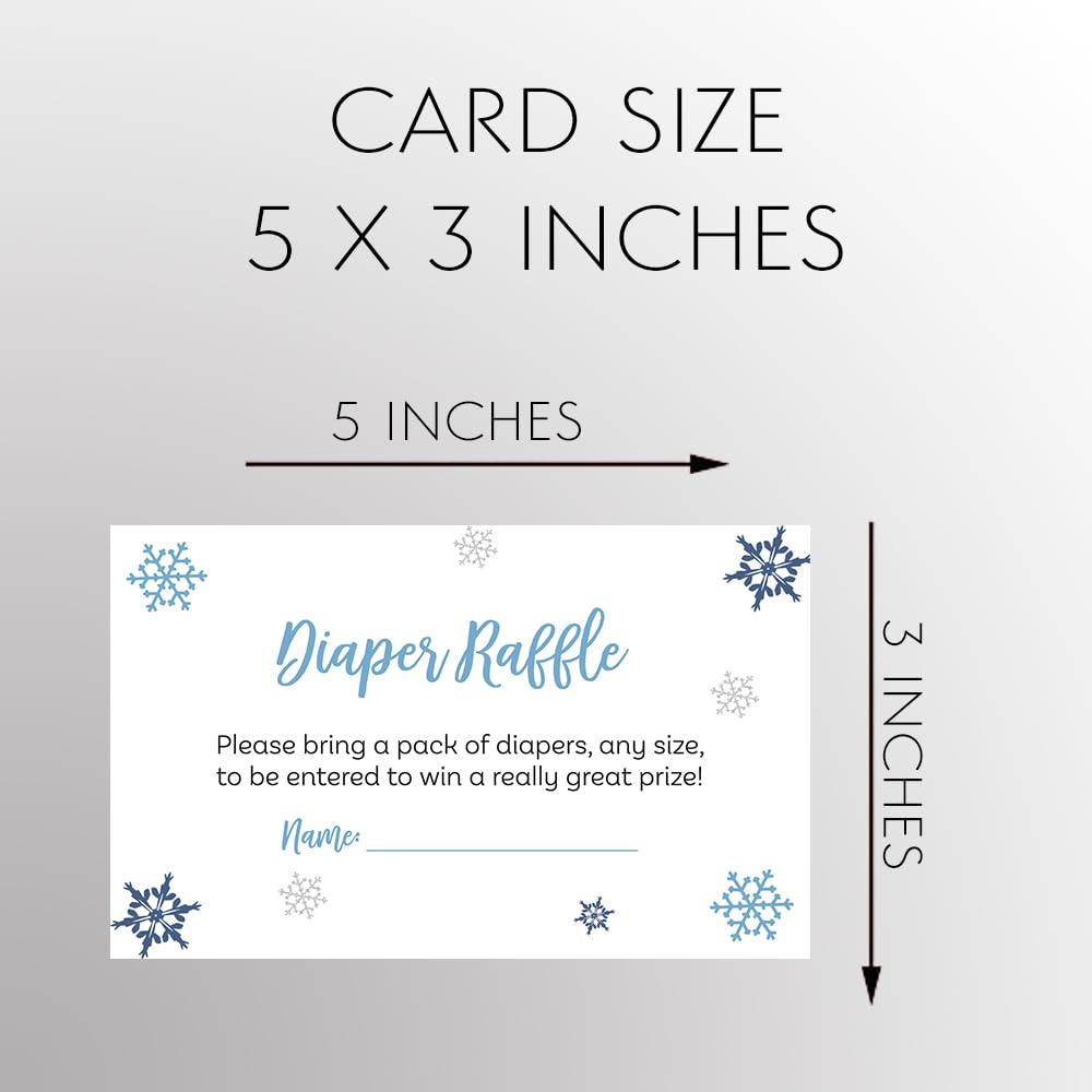 Winter Boy Snowflake Baby Shower Diaper Raffle Ticket Diaper Wipes Raffle Ticket Insert Request Prize Snowy Blue Grey Gray Silver Glittery Shimmery Glimmery Shimmer Glitter Snow (50 Count)