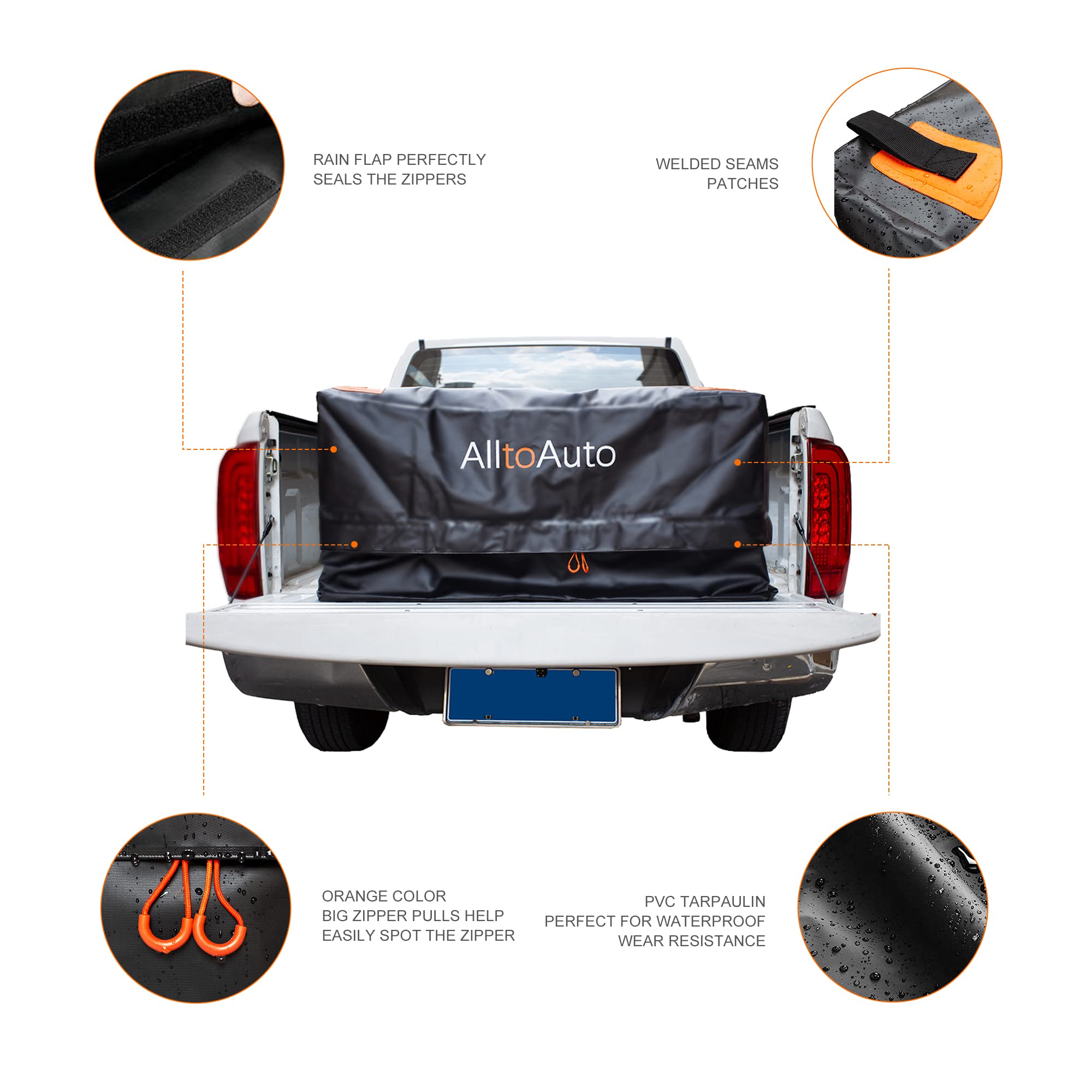 AlltoAuto Truck Bed Cargo Bag with Cargo Net, 100% Waterproof 600D Heavy Duty, Fits Any Truck Size (51''x40''x22'') 26 Cubic Feet, Simple and Convenient for Installation