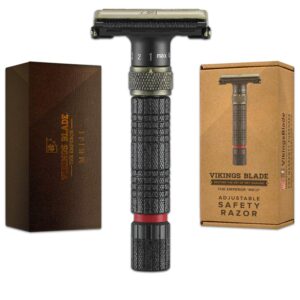 vikings blade adjustable double edge safety razor + luxury case. smooth, reusable, eco-friendly (the emperor “meiji”)