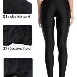 ATTRACO Swim Leggings Women Swimming Pants UPF 50+ Rash Guard Pants Black L