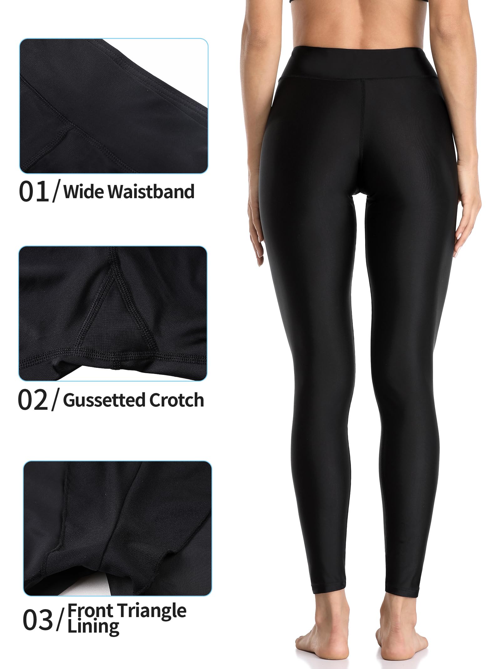 ATTRACO Swim Leggings Women Swimming Pants UPF 50+ Rash Guard Pants Black L