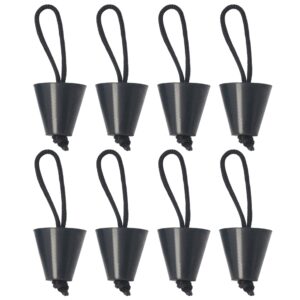 novelbee 8 piece of universal kayak scupper plug with lanyard fits 3/4" to 1.5" scuppers or scupper holes,color:black