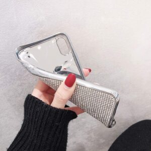 LUVI Fusicase for iPhone 11 Diamond Case Cute Bling Glitter Rhinestone Crystal Shiny Sparkle Protective Cover with Electroplate Plating Bumper Luxury Fashion Case for iPhone 11 Silver