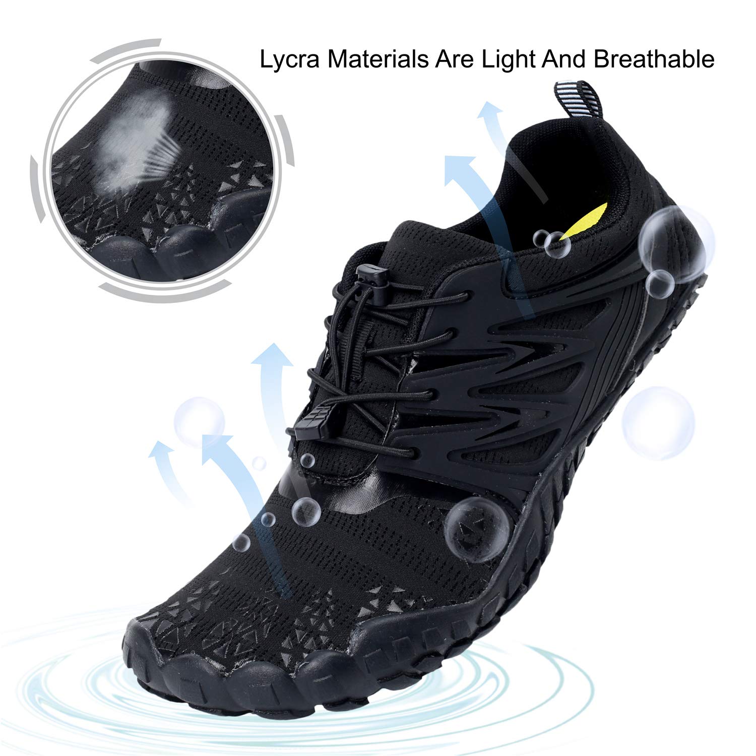 L-RUN Mens Water Shoes Swim Surf Beach Pool Shoes Black M US (Women 12, Men 11)=EU44