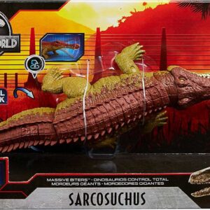 Mattel Jurassic World Massive Biters Sarcosuchus Dinosaur Action Figure Toy, Posable Large Species, Strike & Chomp Motion