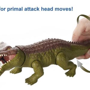 Mattel Jurassic World Massive Biters Sarcosuchus Dinosaur Action Figure Toy, Posable Large Species, Strike & Chomp Motion