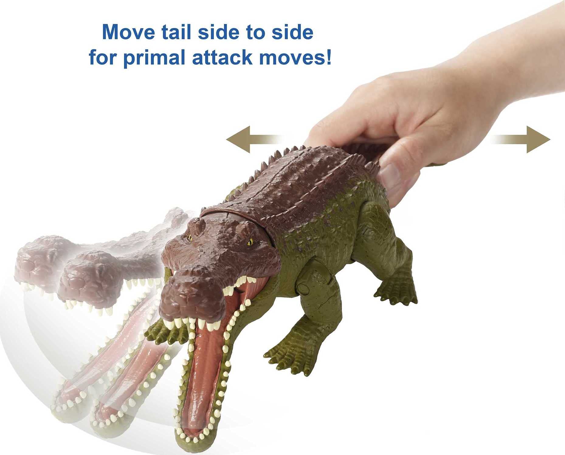 Mattel Jurassic World Massive Biters Sarcosuchus Dinosaur Action Figure Toy, Posable Large Species, Strike & Chomp Motion