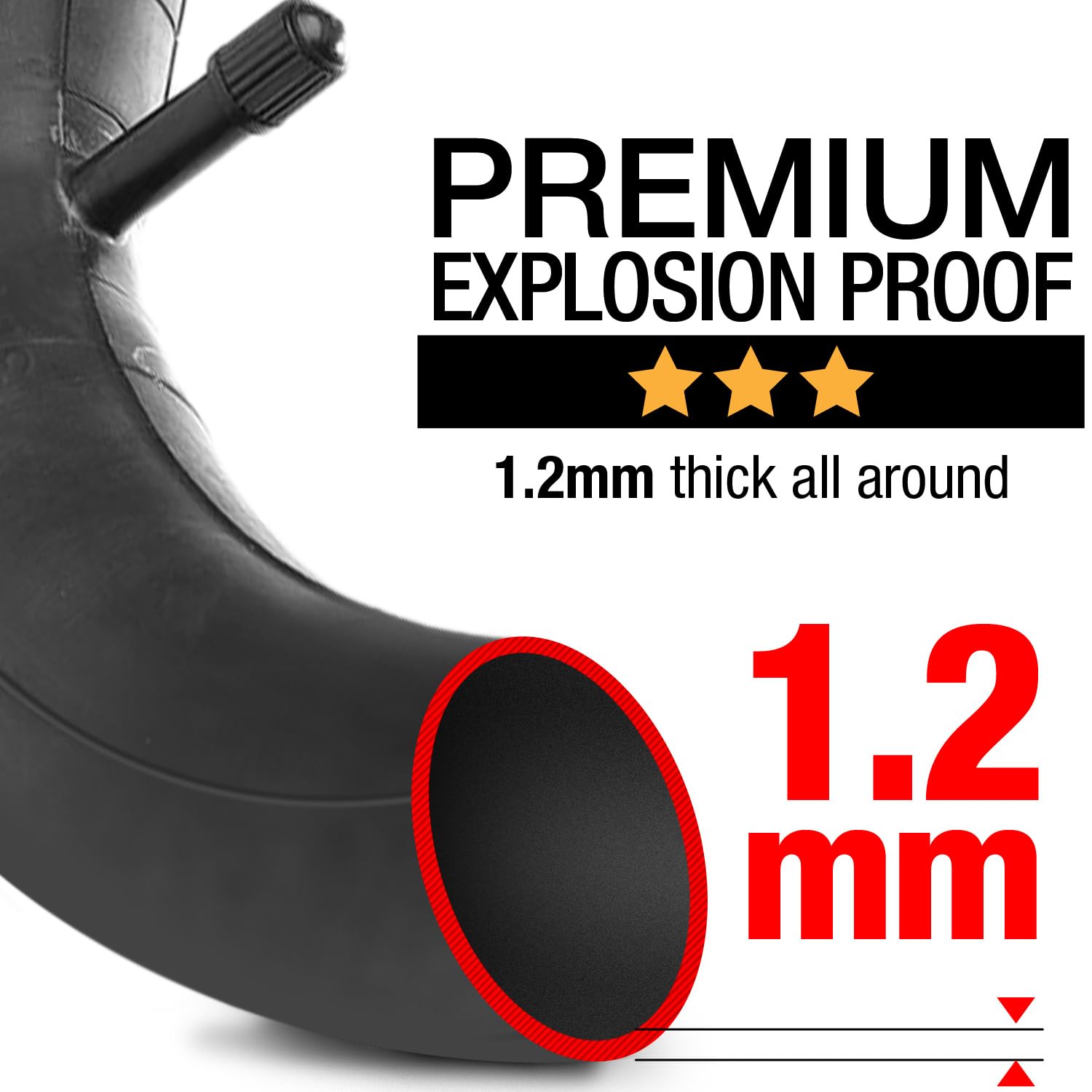 Two 16'' x 1.5/1.75 R and One 12.5'' x 1.75/2.15 F Premium Explosion Proof Inner Tire Tube for All BOB Revolution & Stroller Strides - BOB Stroller Tire Replacement Set [3 Pack] Steerling Tire Co.