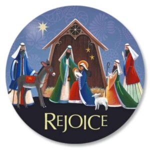 rejoice christmas envelope seals - set of 72 holiday envelope stickers