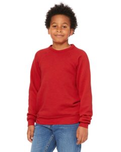 bella + canvas youth sponge fleece sweatshirt s red