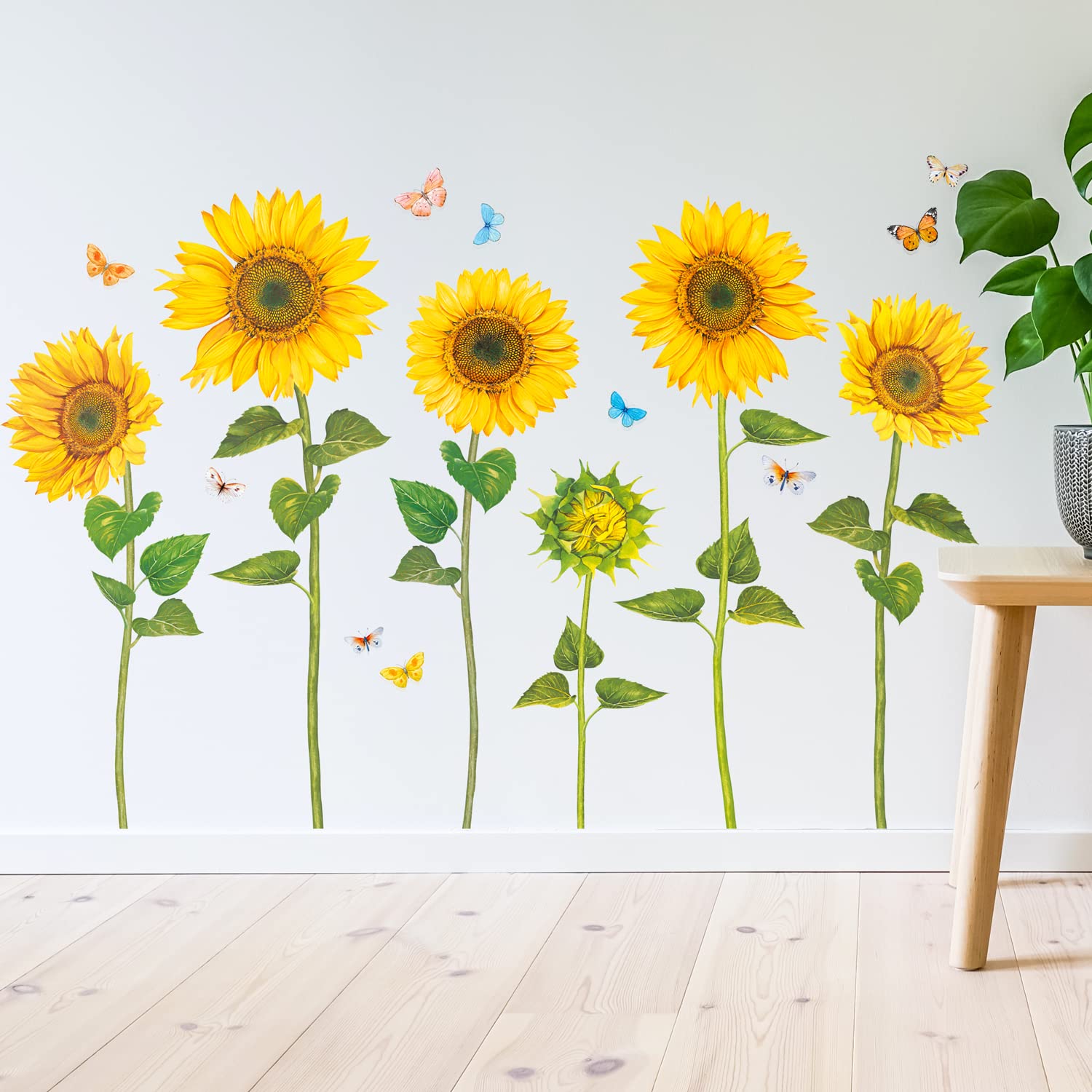 DECOWALL DS9-1905 Watercolour Sunflower Kids Wall Stickers Wall Decals Peel and Stick Removable Wall Stickers for Kids Nursery Bedroom Living Room décor