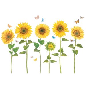 DECOWALL DS9-1905 Watercolour Sunflower Kids Wall Stickers Wall Decals Peel and Stick Removable Wall Stickers for Kids Nursery Bedroom Living Room décor