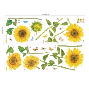 DECOWALL DS9-1905 Watercolour Sunflower Kids Wall Stickers Wall Decals Peel and Stick Removable Wall Stickers for Kids Nursery Bedroom Living Room décor