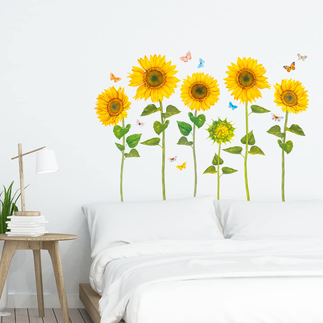 DECOWALL DS9-1905 Watercolour Sunflower Kids Wall Stickers Wall Decals Peel and Stick Removable Wall Stickers for Kids Nursery Bedroom Living Room décor