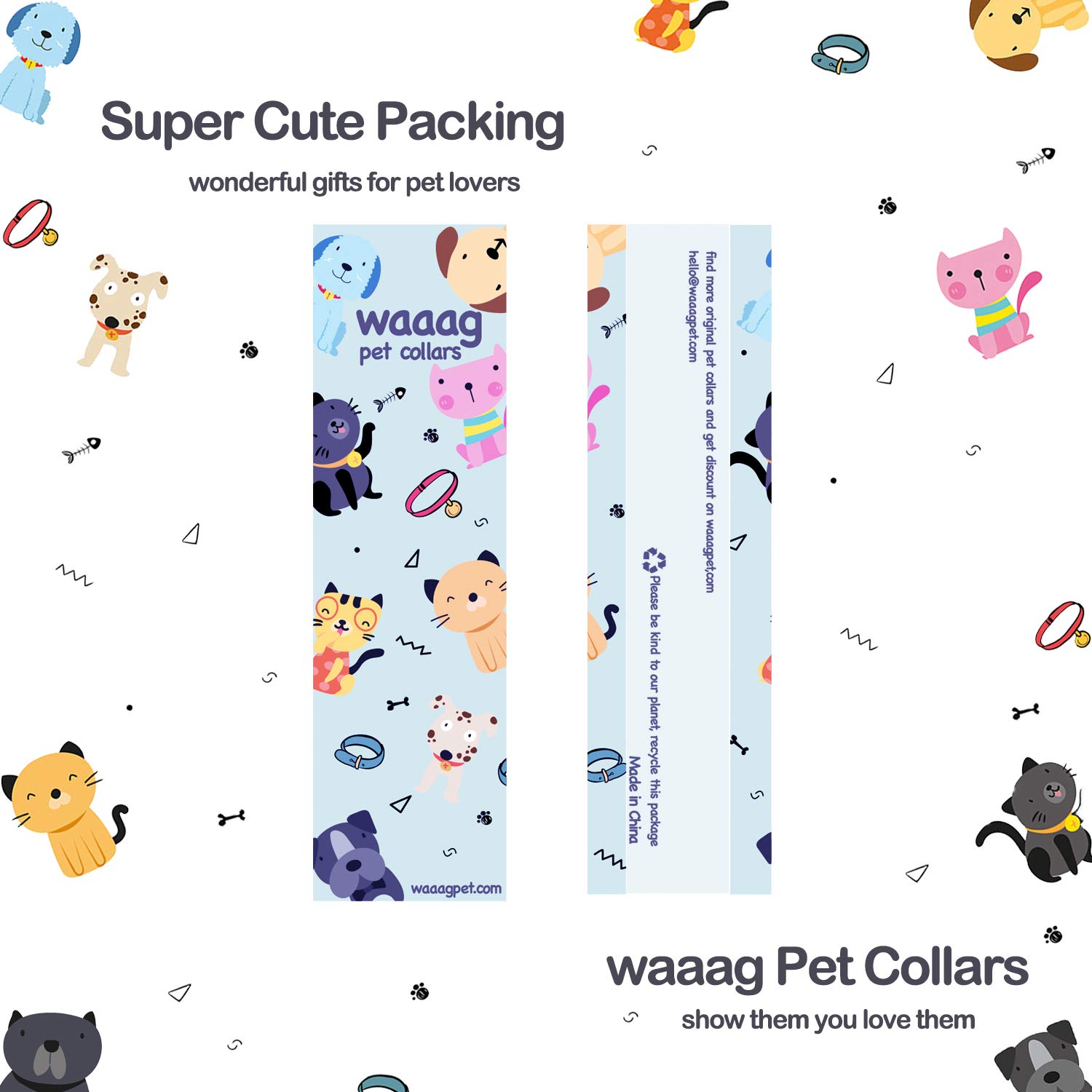 waaag Pet, Moons Stars Suns Dog Collar Cat Collar, Multiple Designs Crescent Celestial Dog Cat Collar Leash Harness Medium (Pack of 1)