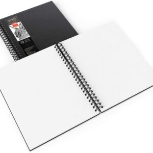 Arteza Sketch Book, 9x12-inch, 2-Pack, Black Drawing Pads, 200 Sheets Total, 68 lb 100 GSM, Hardcover Sketchbook, Spiral-Bound, Use with Pencils, Charcoal, Pens, Crayons & Other Dry Media