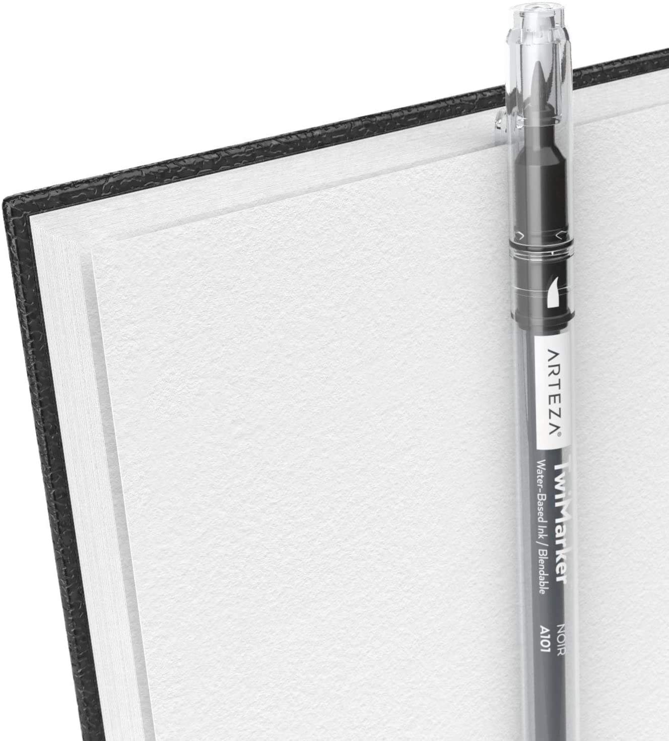 Arteza Sketch Book, 9x12-inch, 2-Pack, Black Drawing Pads, 200 Sheets Total, 68 lb 100 GSM, Hardcover Sketchbook, Spiral-Bound, Use with Pencils, Charcoal, Pens, Crayons & Other Dry Media